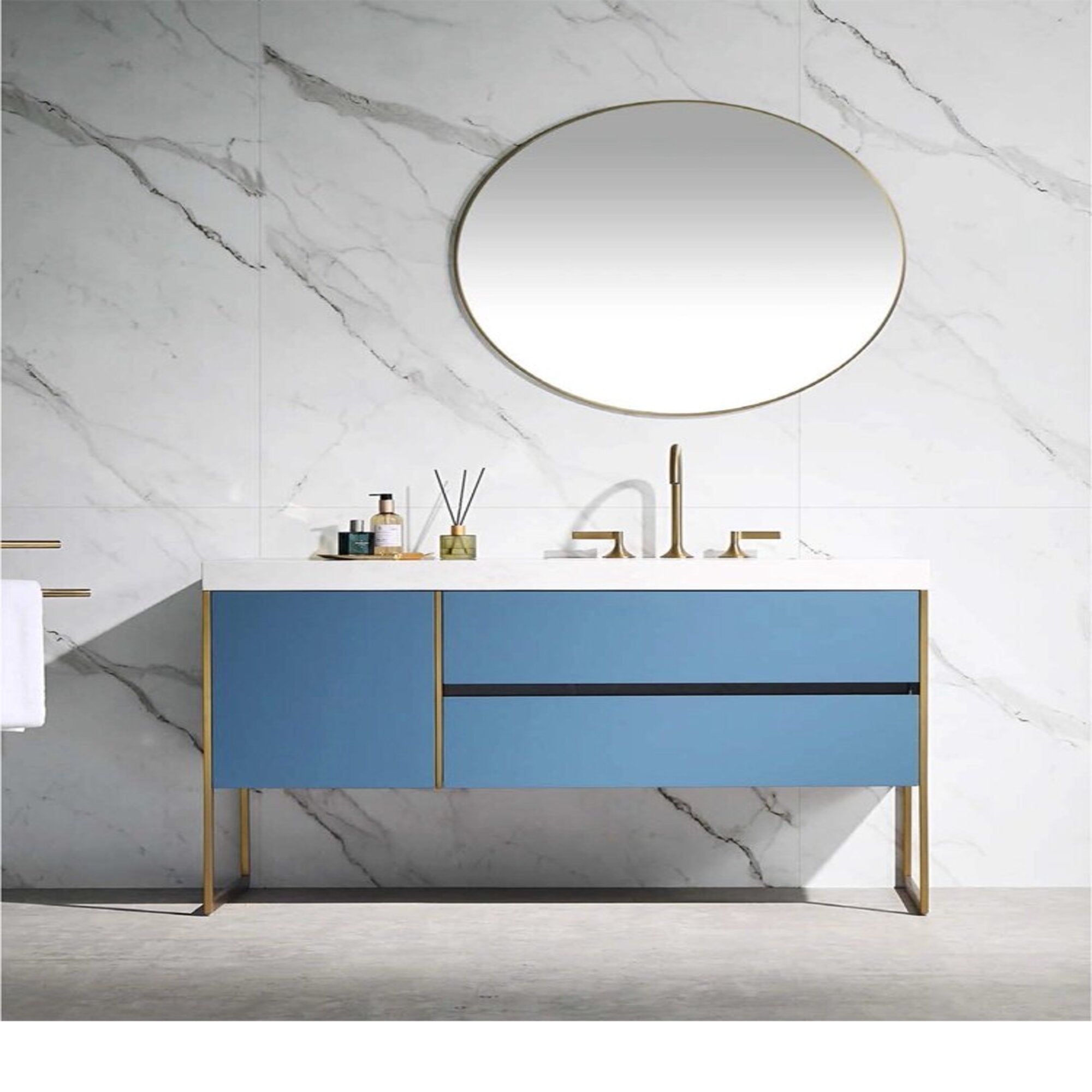 OPEN BOX MODEL- BELLA-Sky blue - freestanding bathroom vanity set with ...