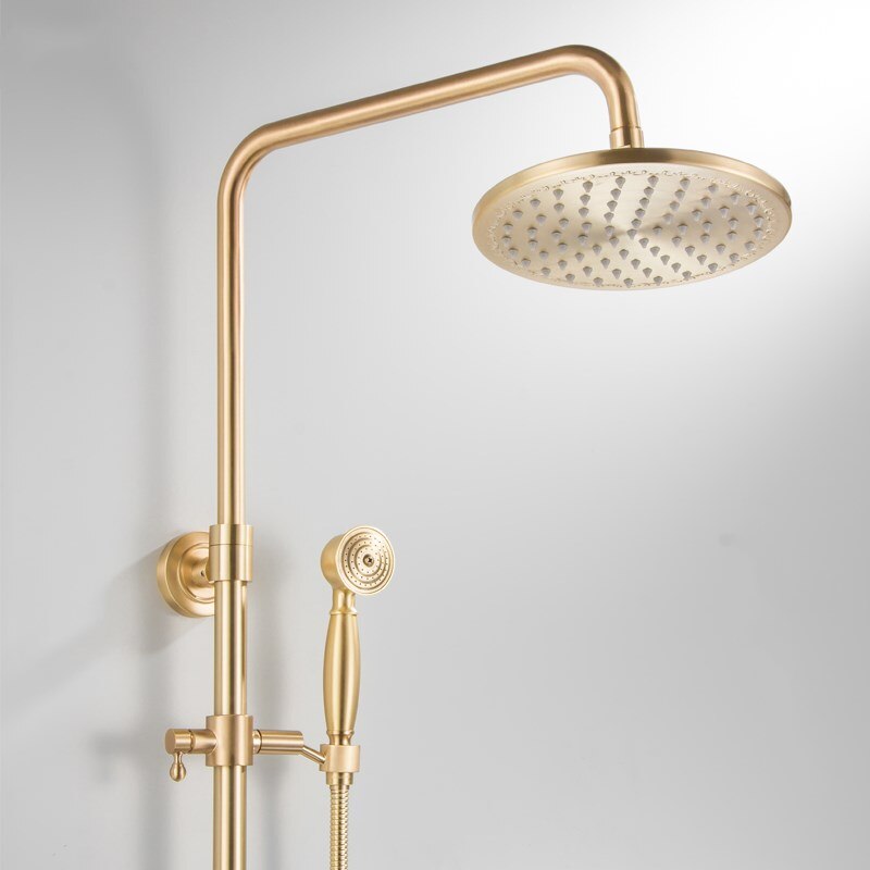 Brushed gold exposed shower system kit – sanicanada
