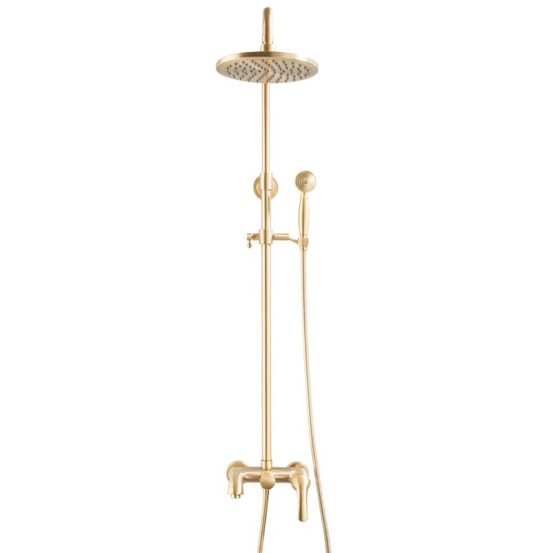 Brushed gold exposed shower system kit – sanicanada