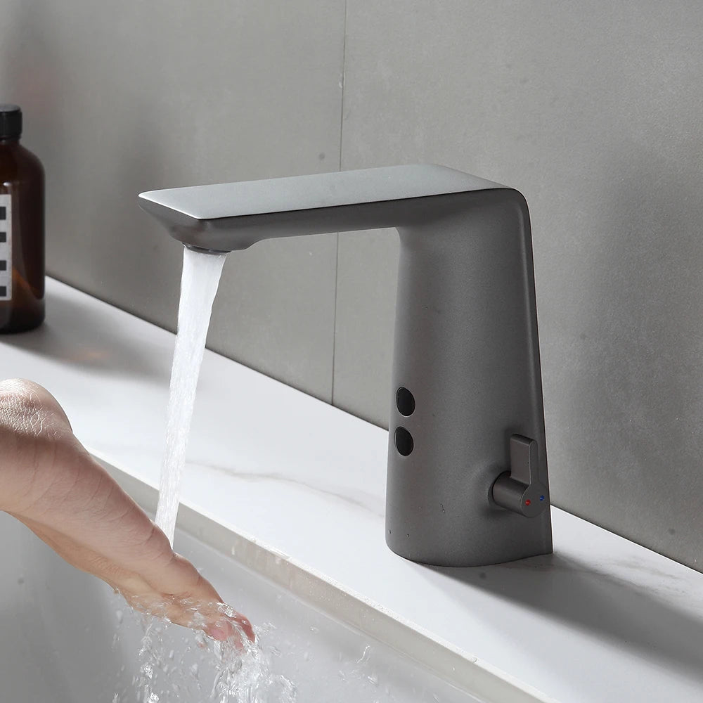 Grey matte commercial single hole sensor faucet – sanicanada