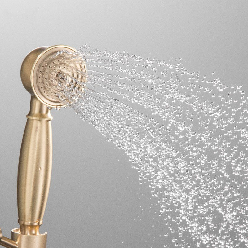 Brushed gold exposed shower system kit – sanicanada