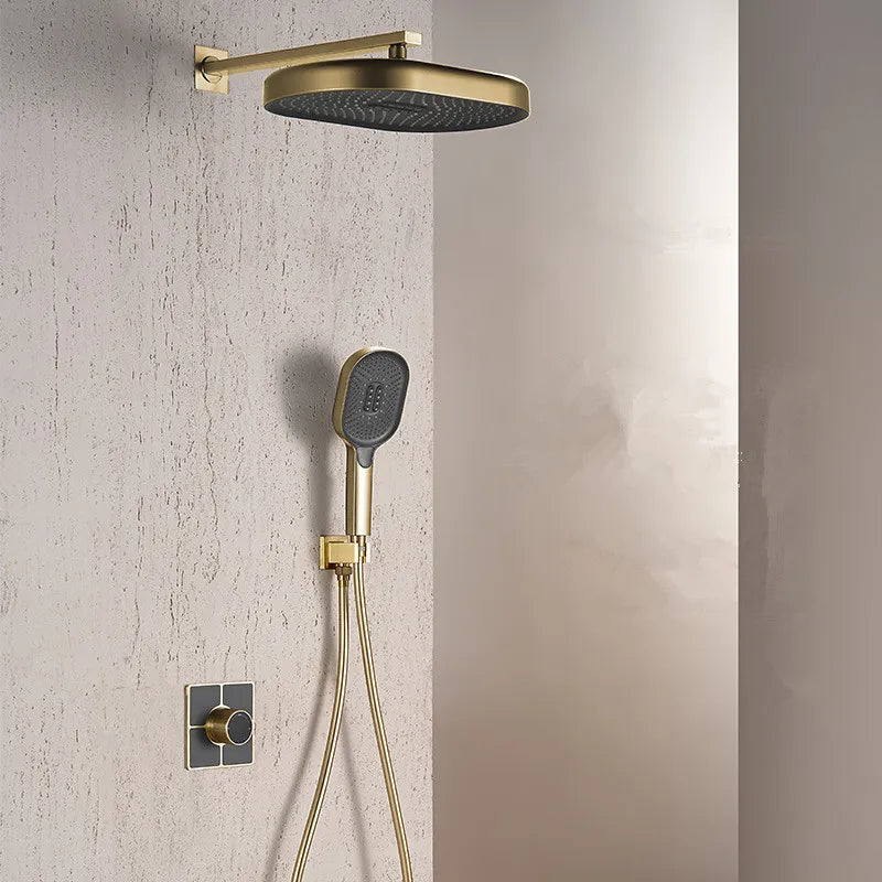 Aria-Brushed gold round 2 way thermostatic shower set – sanicanada