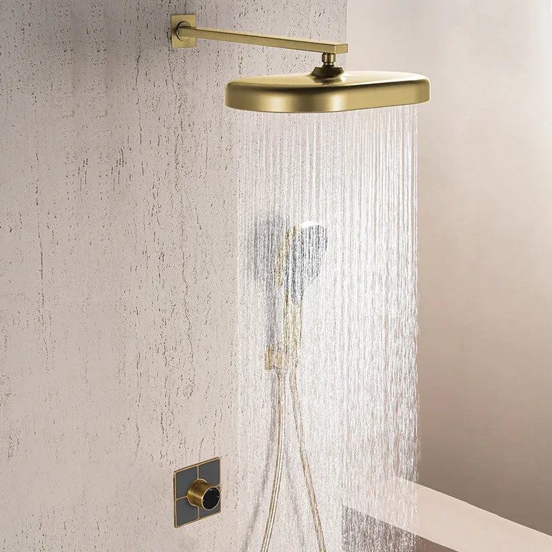 Aria-Brushed gold round 2 way thermostatic shower set – sanicanada