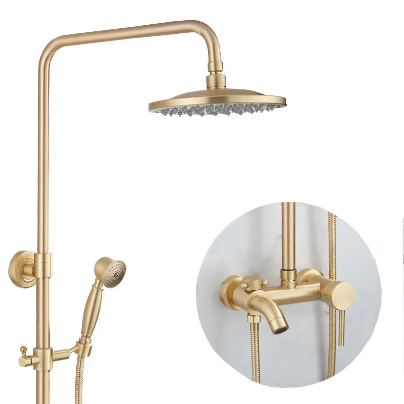 Brushed gold Victorian exposed shower system kit – sanicanada