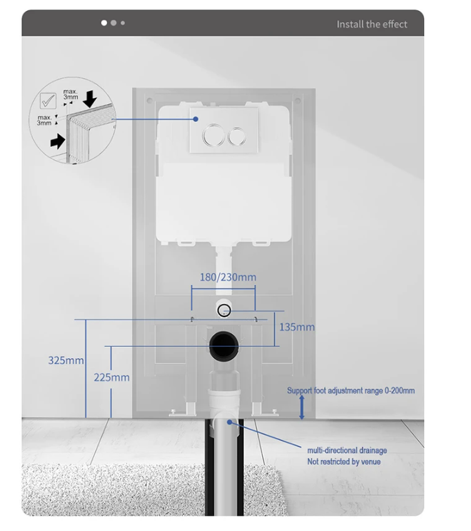 Sani Canada System Toilet In Wall Standard Tank & Carrier - 1.28 / 0.8 ...