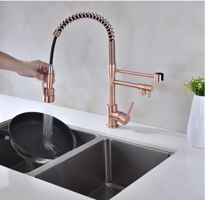 Copper industrial pot filler and pull spring kitchen faucet – sanicanada