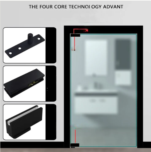 Black matte Heavy duty Industrial 360 Degree Glass Door Hinges 80-110 ...