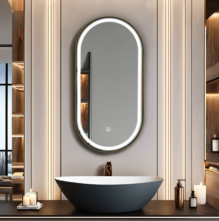 CUSTOM- Bella-Oval Wall Mounted LED mirrors – sanicanada