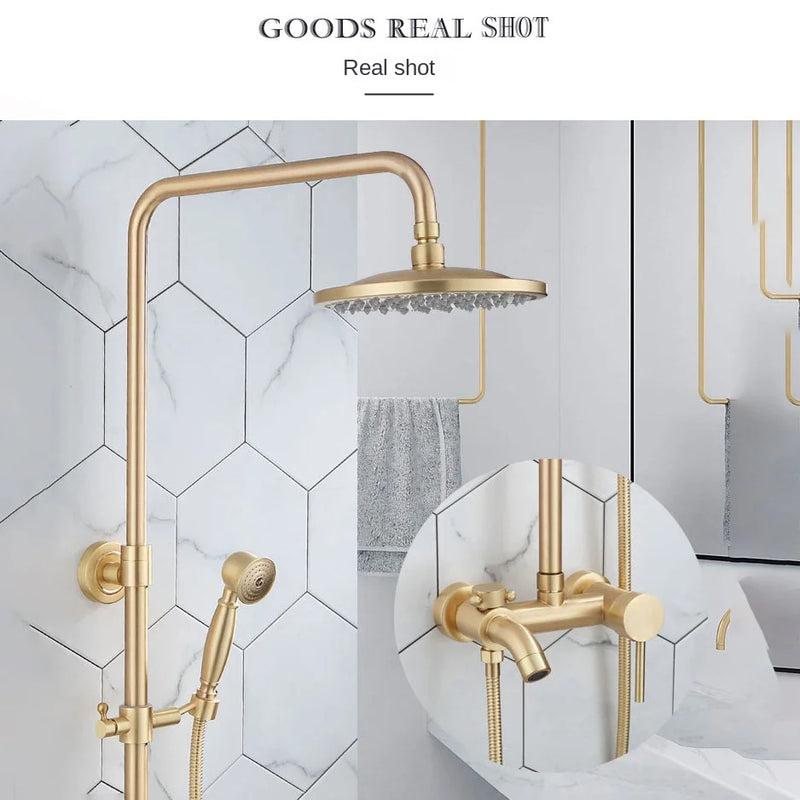 Brushed gold Victorian exposed shower system kit – sanicanada
