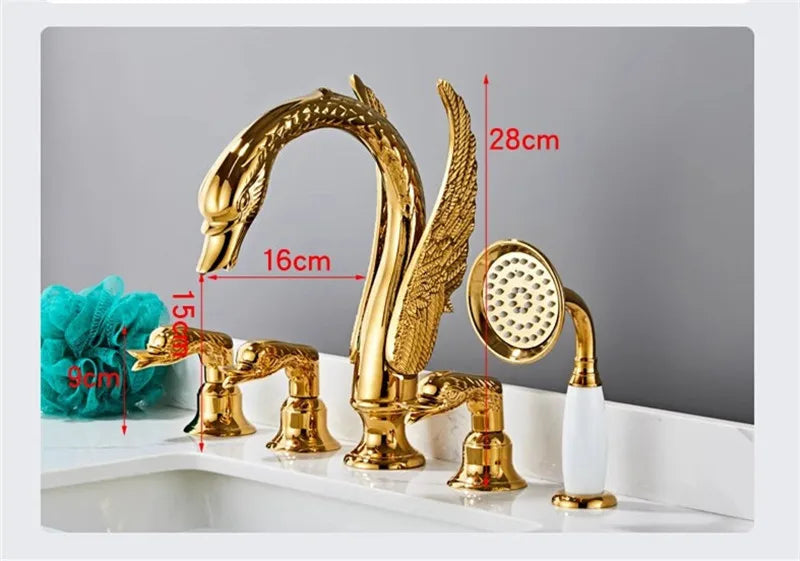 Gold swan 5 holes deck mounted bathtub filler faucets – sanicanada