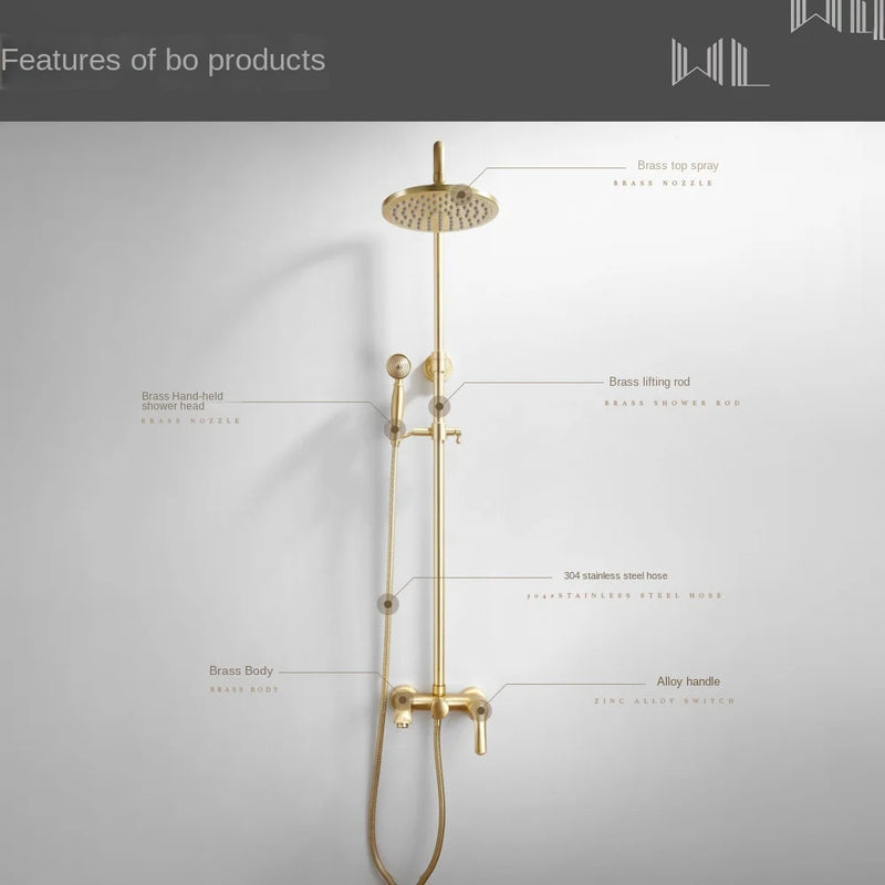 Brushed gold Victorian exposed shower system kit – sanicanada