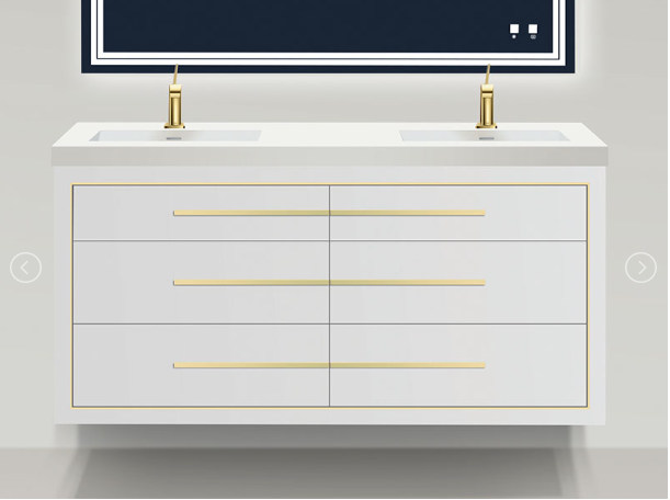 Inessa White gloss wall mounted with marble top bathroom vanity 60 ...
