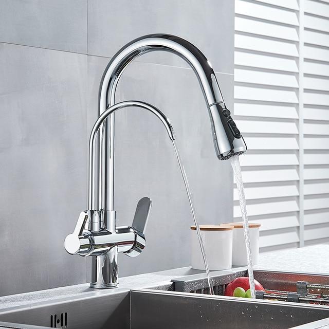 Tuscan-Chrome 3 in 1 way water filter and kitchen faucet – sanicanada