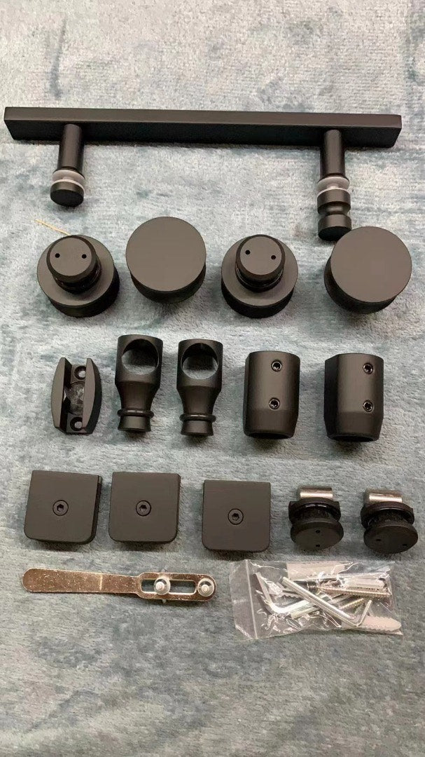 Black Frameless Sliding Track Shower Glass Door Hardware Kit SS05 ...