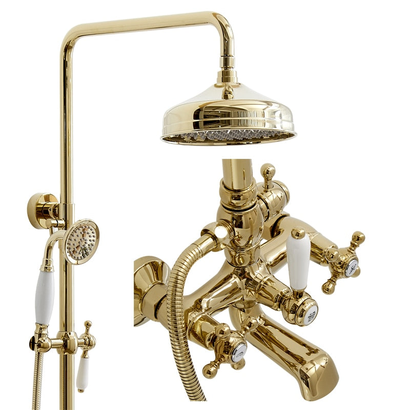 Gold polished brass exposed victoria shower system – sanicanada