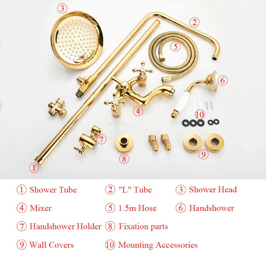 Gold Polished Antique Victorian Exposed Shower System Kit – sanicanada