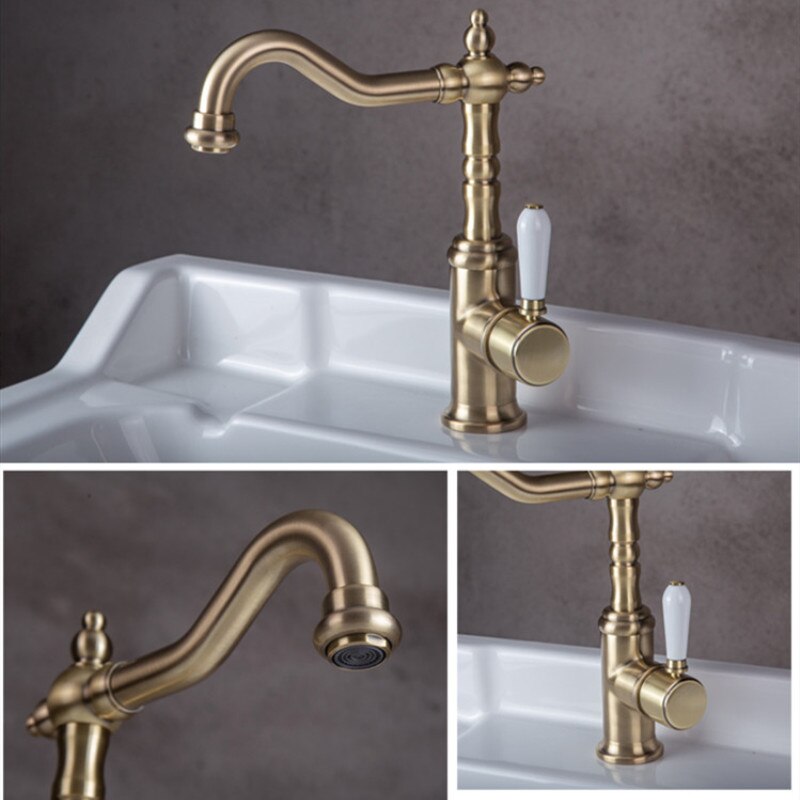 Brushed gold traditional victorian single hole bathroom faucet – sanicanada
