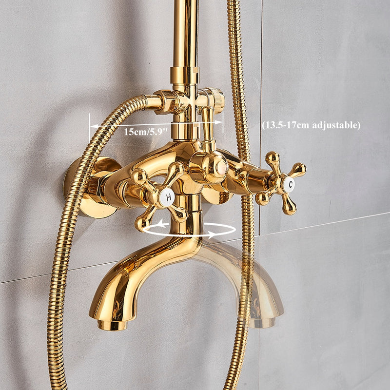Gold Polished Antique Victorian Exposed Shower System Kit – sanicanada