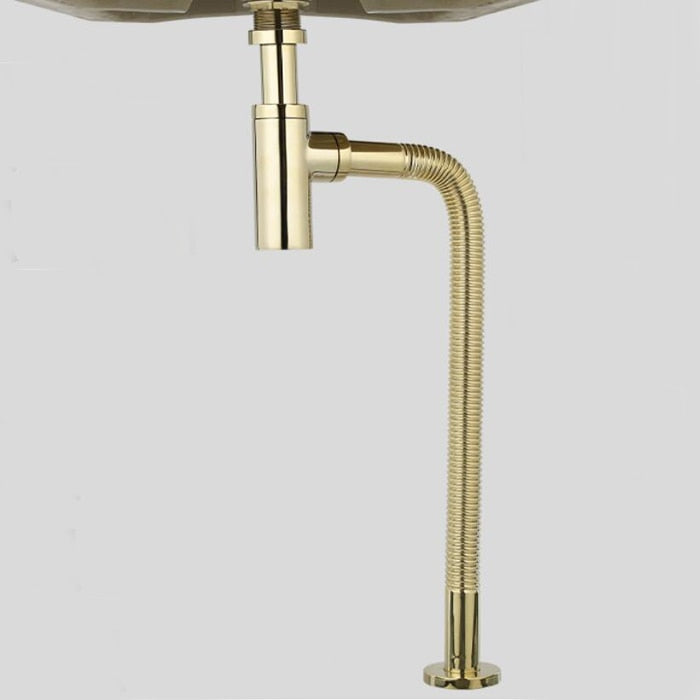 Gold polished brass offset floor p trap – sanicanada