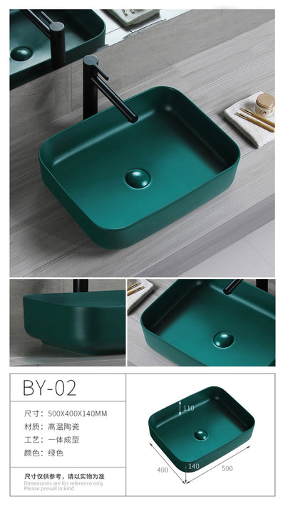 Matte Green Rectangular Vessel Sink – sanicanada