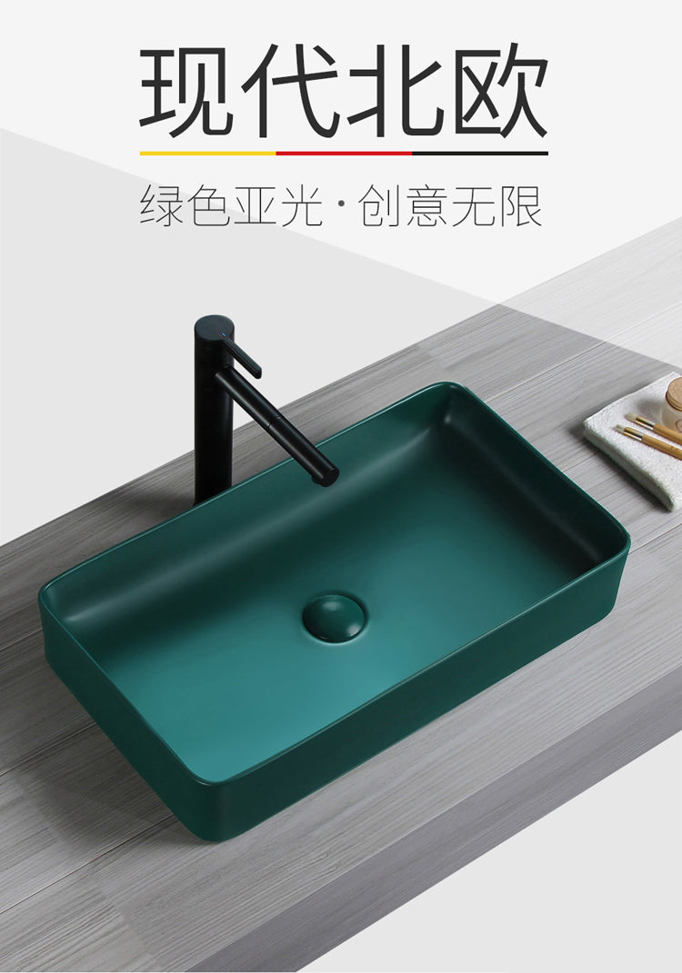 Matte Green Rectangular Vessel Sink – sanicanada