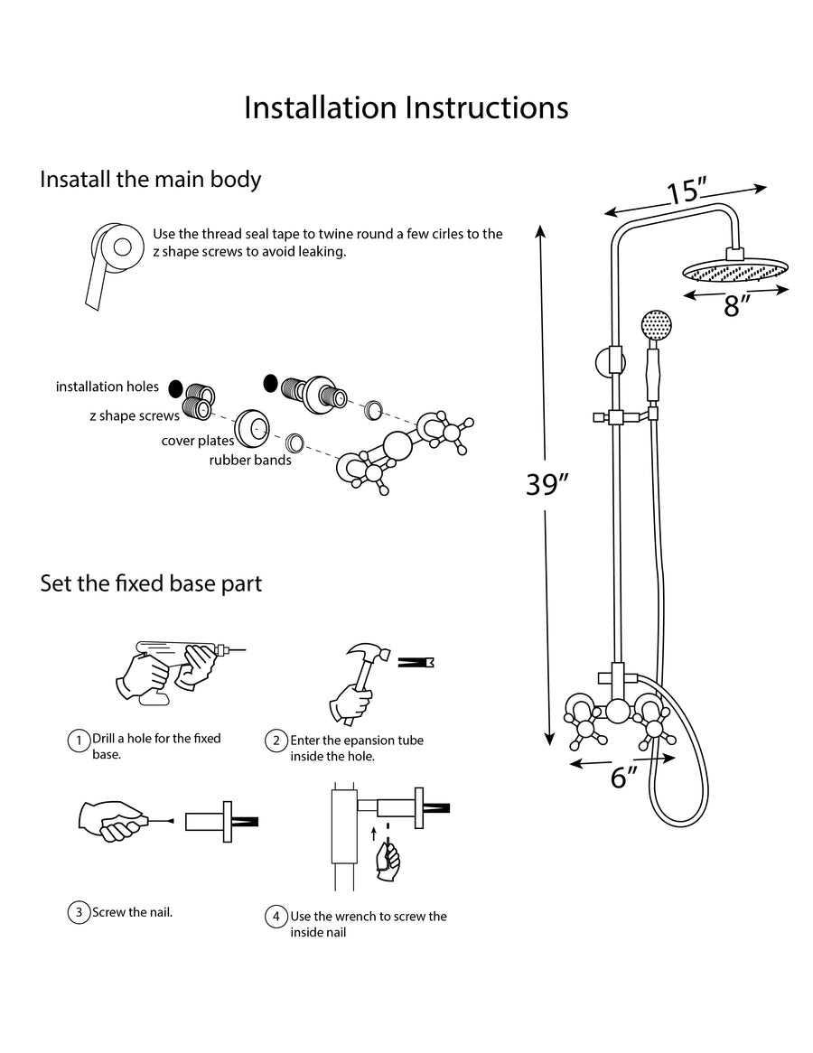 Gold Polished Antique Victorian Exposed Shower System Kit – sanicanada