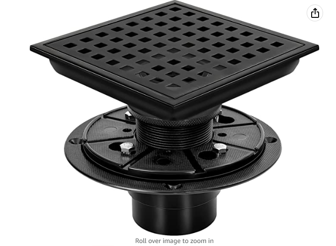Black square shower drain 6" x6" – sanicanada