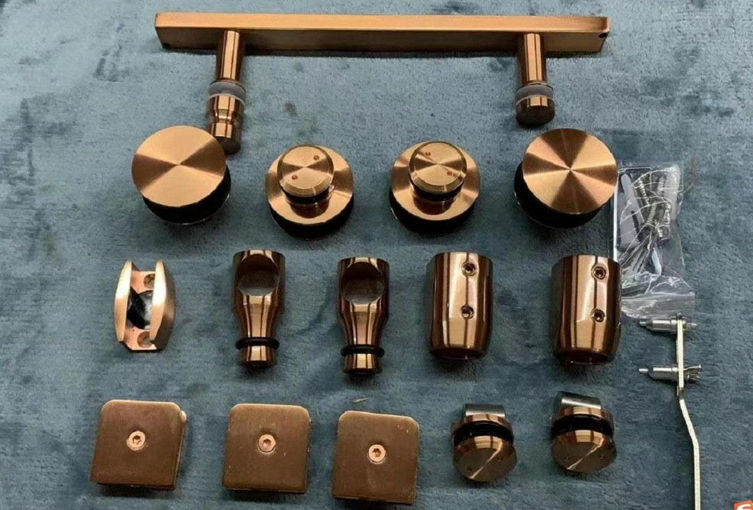 Rose gold polish frameless sliding shower glass door hardware kit 60 ...