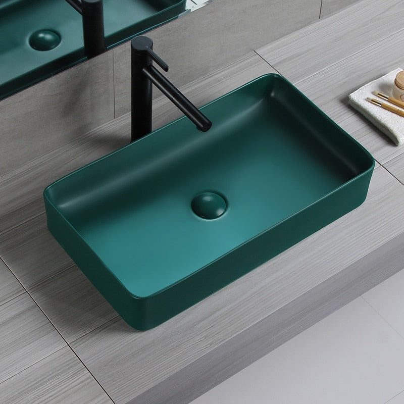 Matte Green Rectangular Vessel Sink – sanicanada