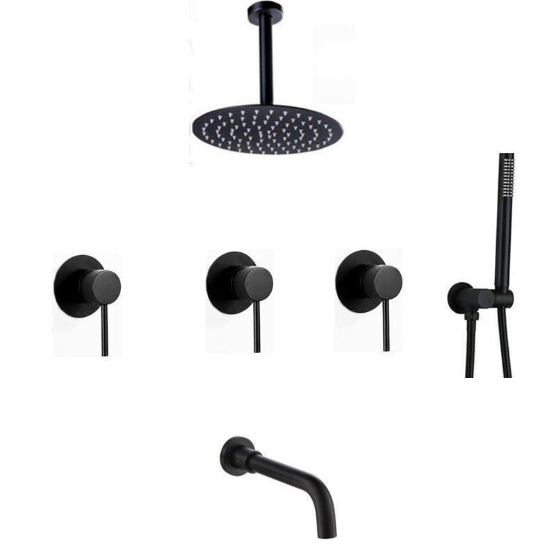 Matte Black 3 Way Seperate Volumen Control shower kit – sanicanada