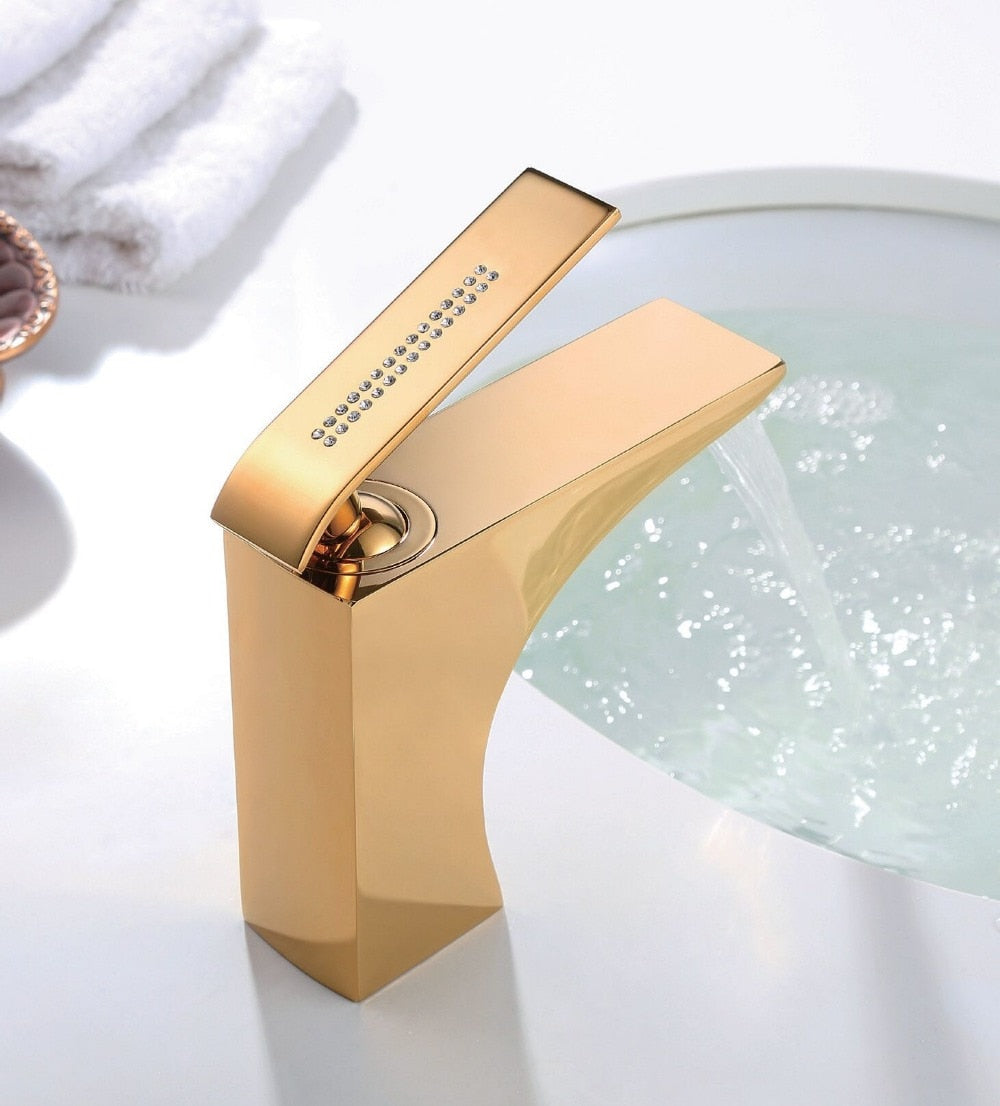 Gold PVD Single Hole Faucet with Crystal handle Maier – sanicanada